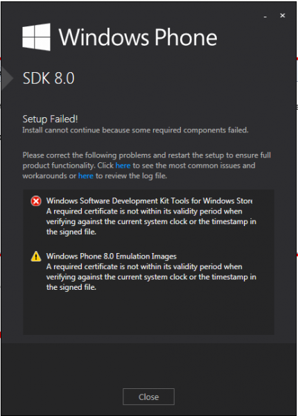 Setup Failed Error on Installing Windows Phone 8.0 SDK - Techyv.com